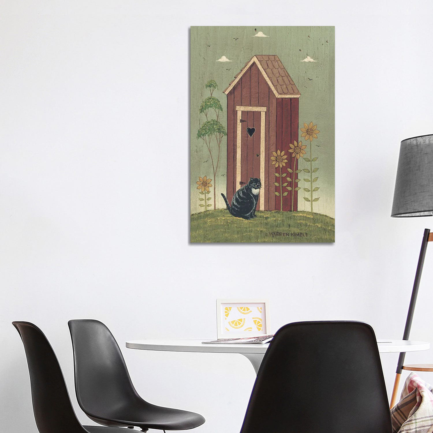 One Allium Way® Outhouse With Cat - Wall Art Print | Wayfair
