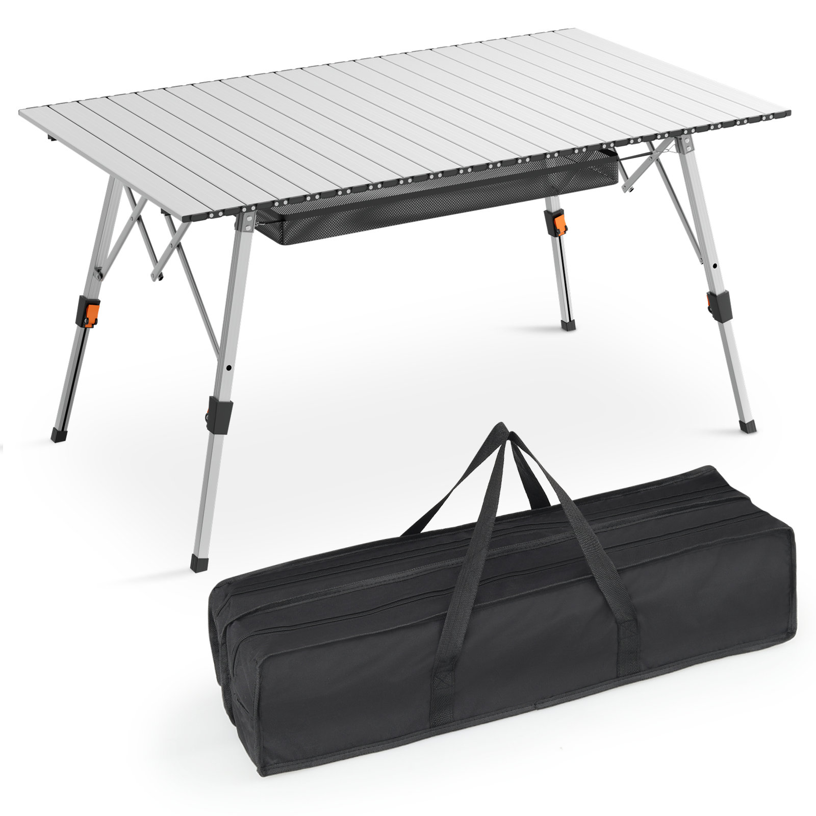17 Stories Outdoor Adjustable Camping Table, Aluminum Roll Up Camp ...