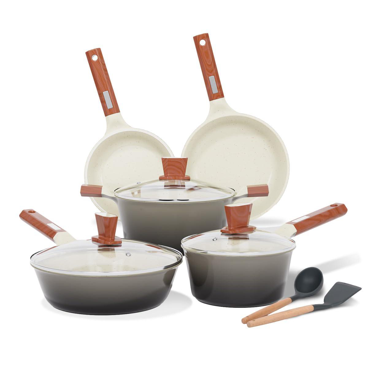 COEN 15-Piece Nonstick Cookware Set with Granite Coating | Wayfair
