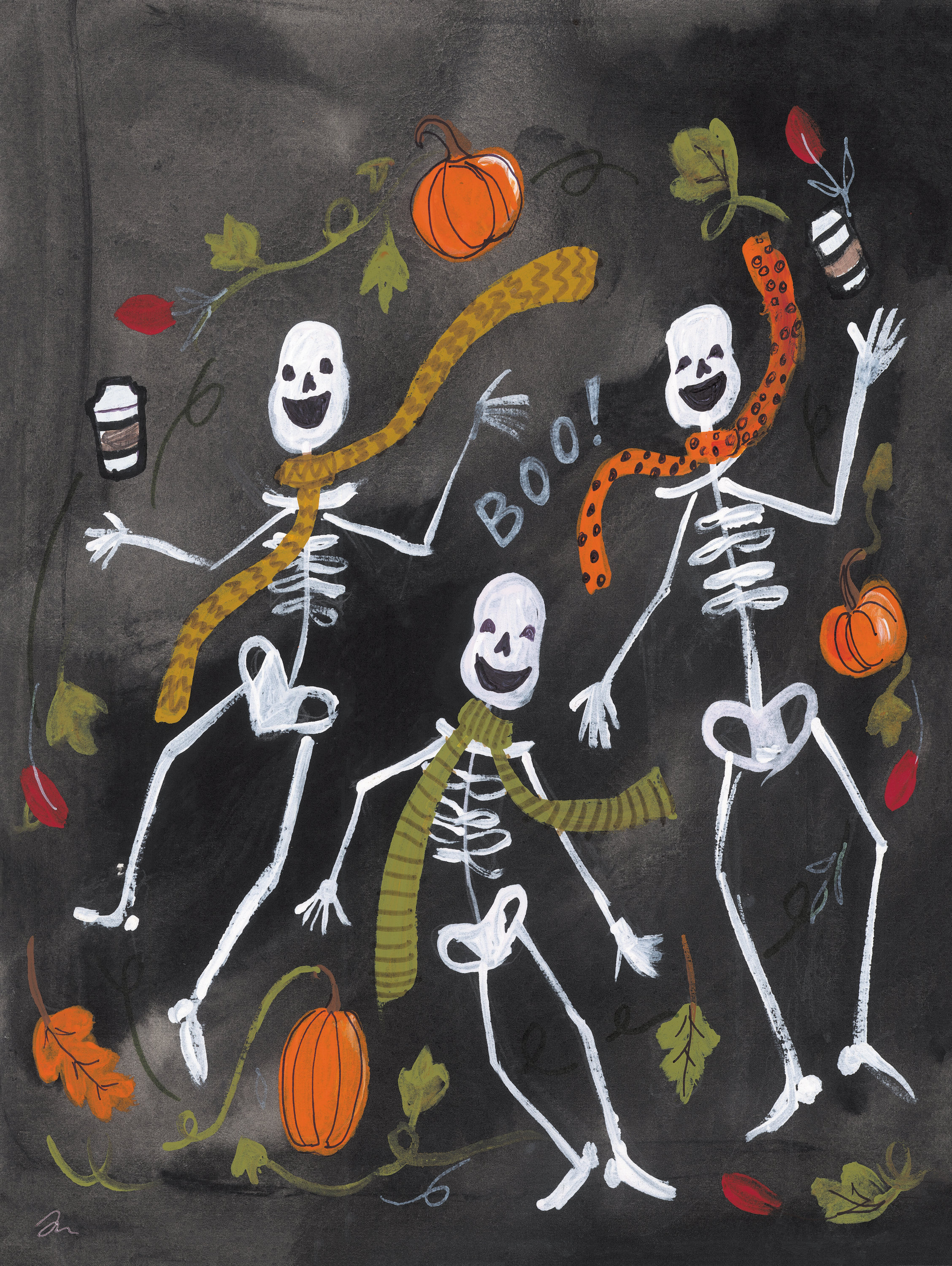 The Holiday Aisle® " Fall Dancing Skelton's " by Jessica Mingo | Wayfair