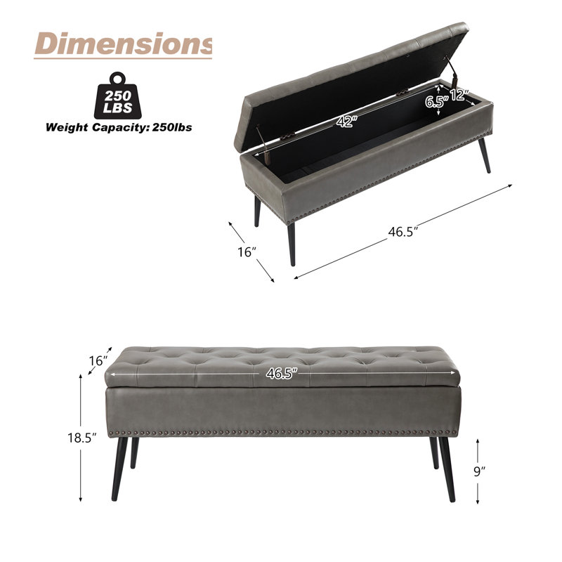 The Twillery Co.® Kajana Faux Leather Storage Bench | Wayfair