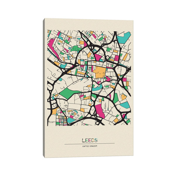 Maturi Leeds, England Map by Ayse Deniz Akerman - Wrapped Canvas ...