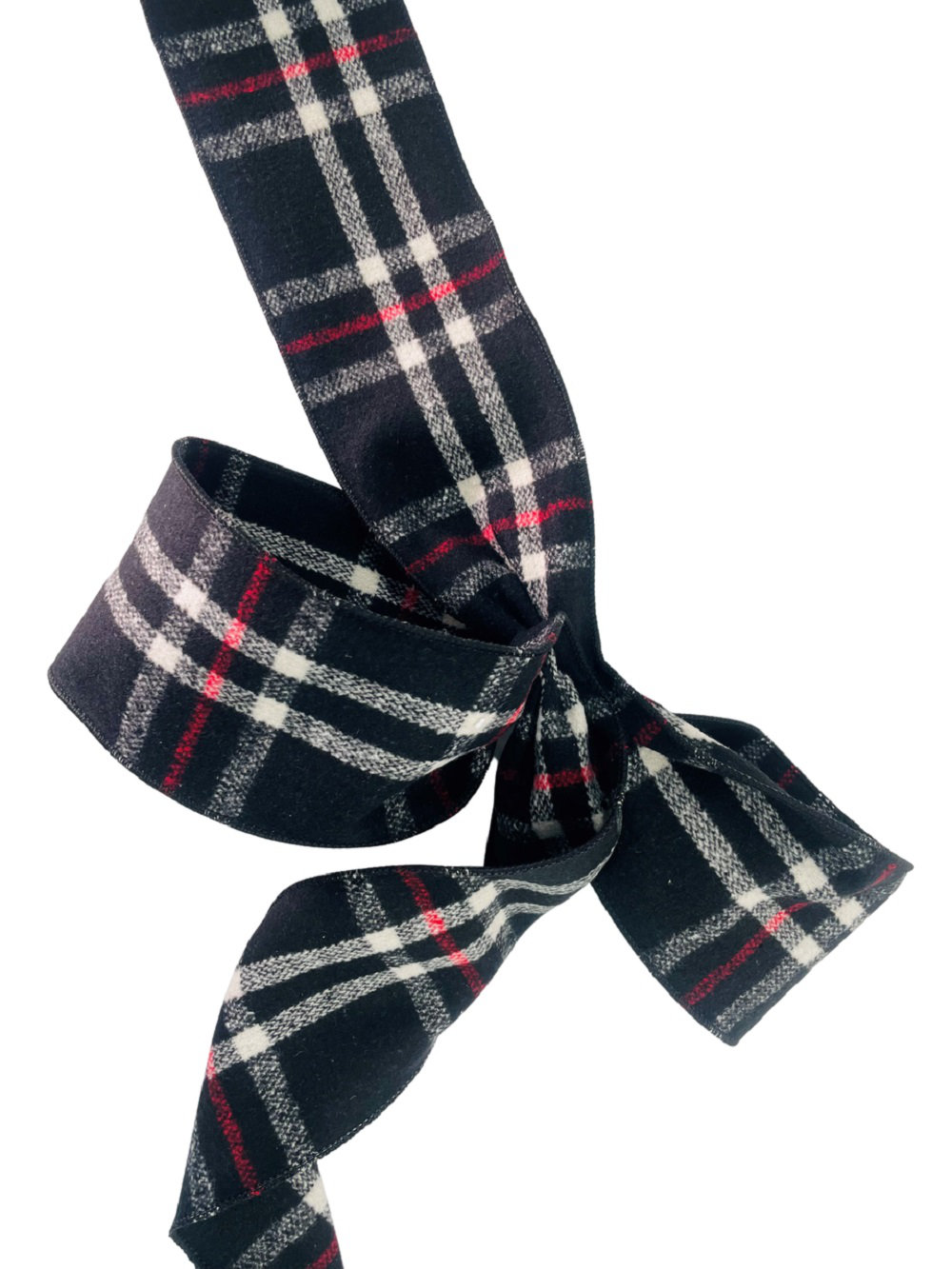 The Holiday Aisle® Ribbon Flannel Plaid Black White Red 4" X 10Yd ...
