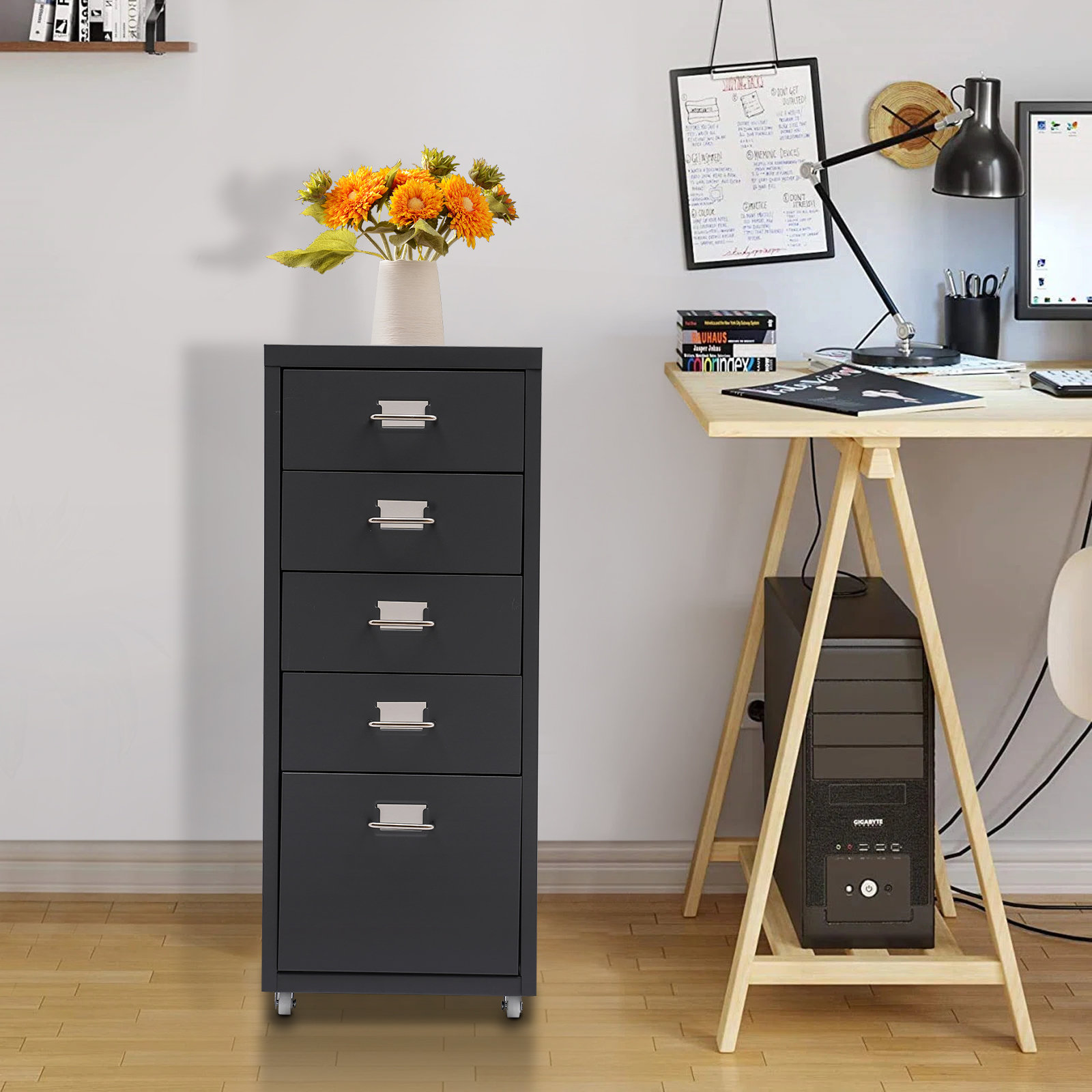 Ebern Designs Riesner 5-Drawer Storage Cabinet with Wheels - Wayfair Canada