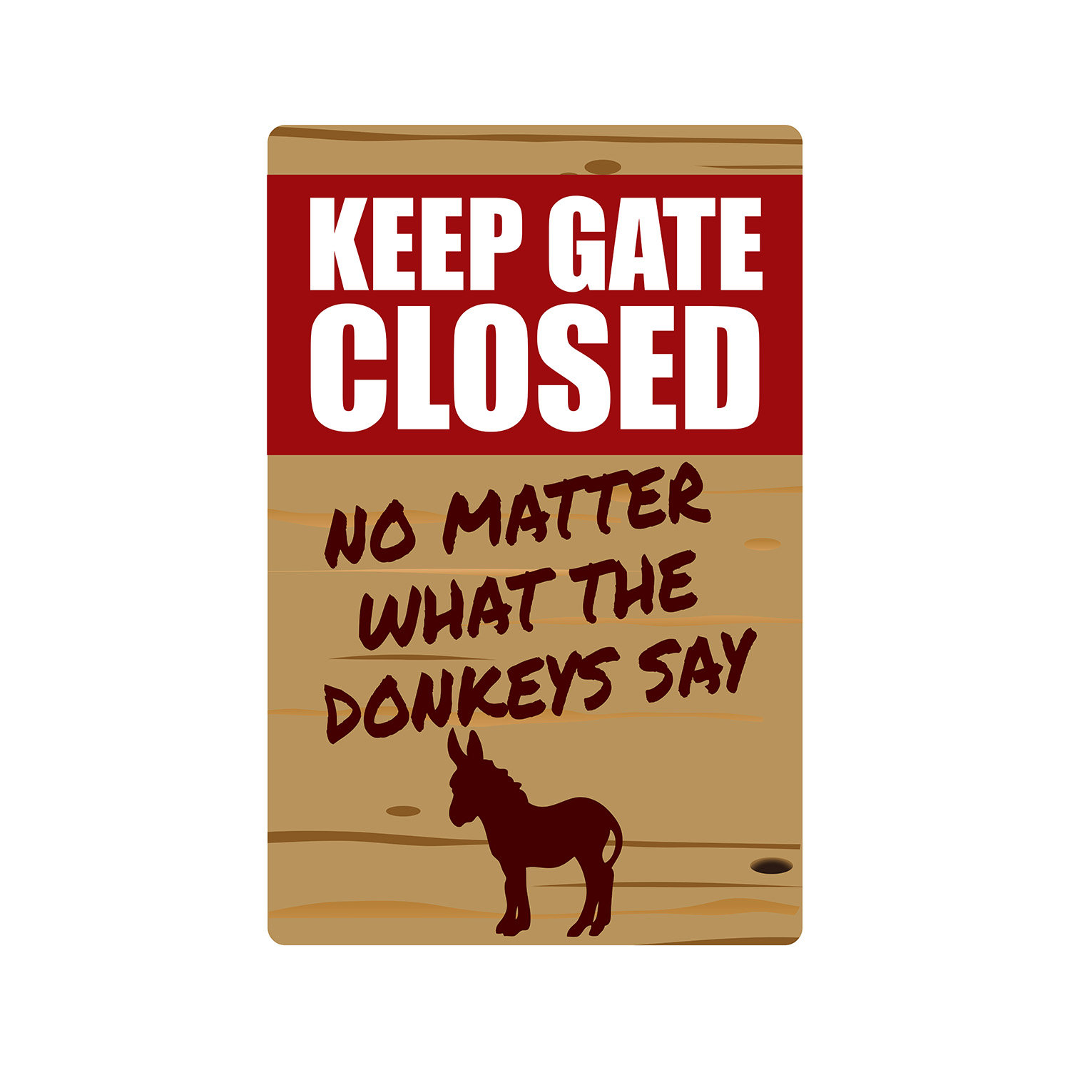 SignMission KEEP GATE CLOSED Donkey Aluminum Sign Warning Animal Donkey ...