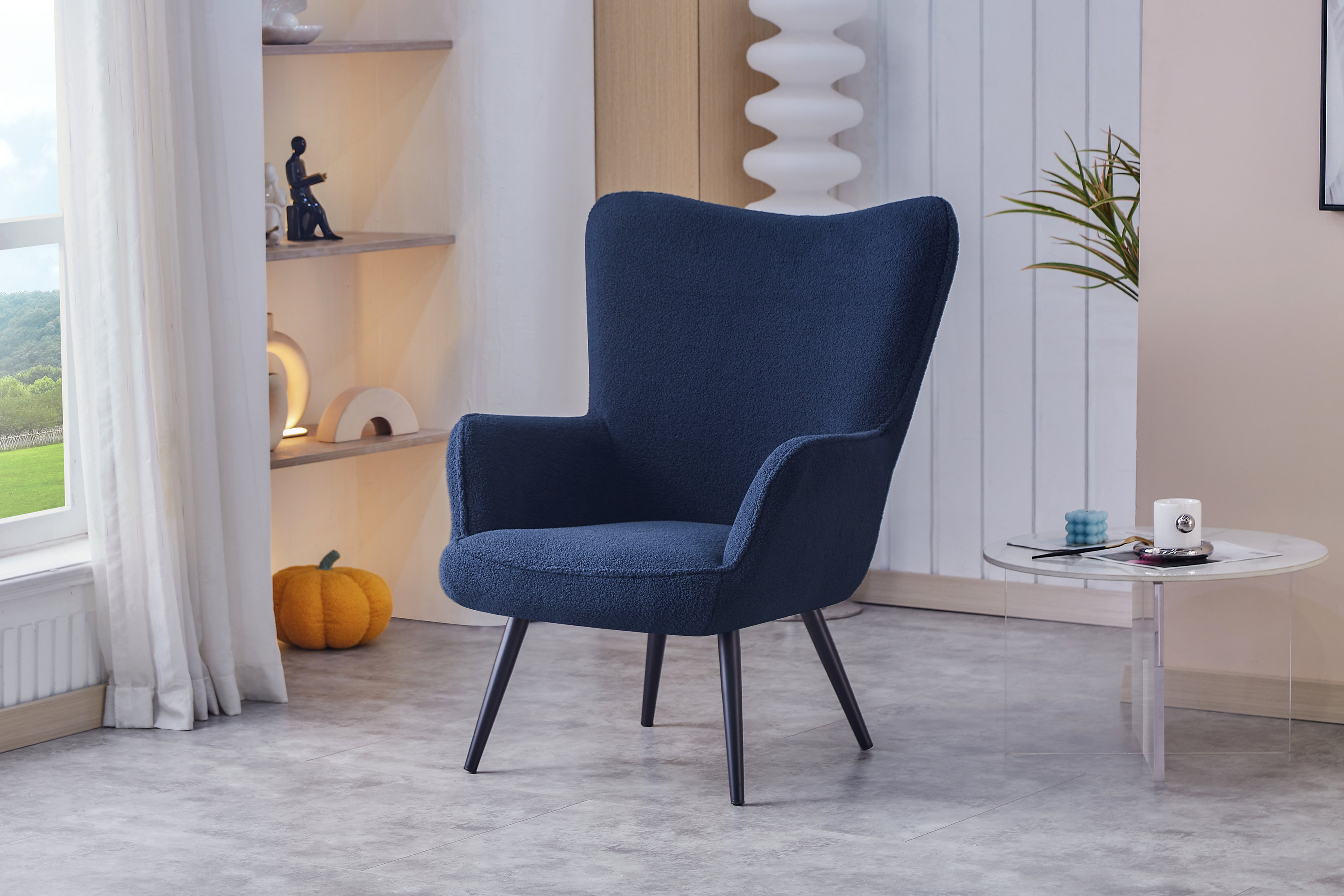 Wade Logan® Azzahra Fabric Wingback Accent Chair with Steel Legs ...