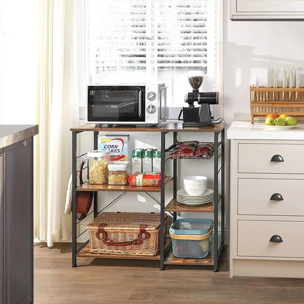 17 Stories Kitchen Bakers Rack, Coffee Bar, 35.4" Microwave Stand, 3 ...