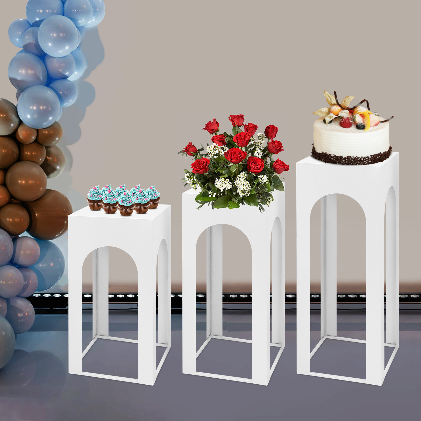 JOYDING 3 - Piece Metal Display Pedestal Stands Wedding Centerpieces ...