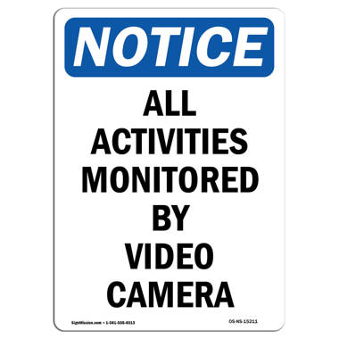 SignMission All Activities Monitored by Video Camera Sign | Wayfair