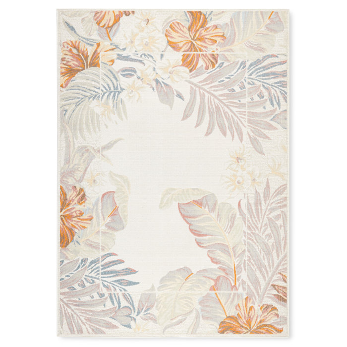 TOMMY BAHAMA Bimini Blooming Border Indoor Outdoor Area Rug Ivory/Blue ...