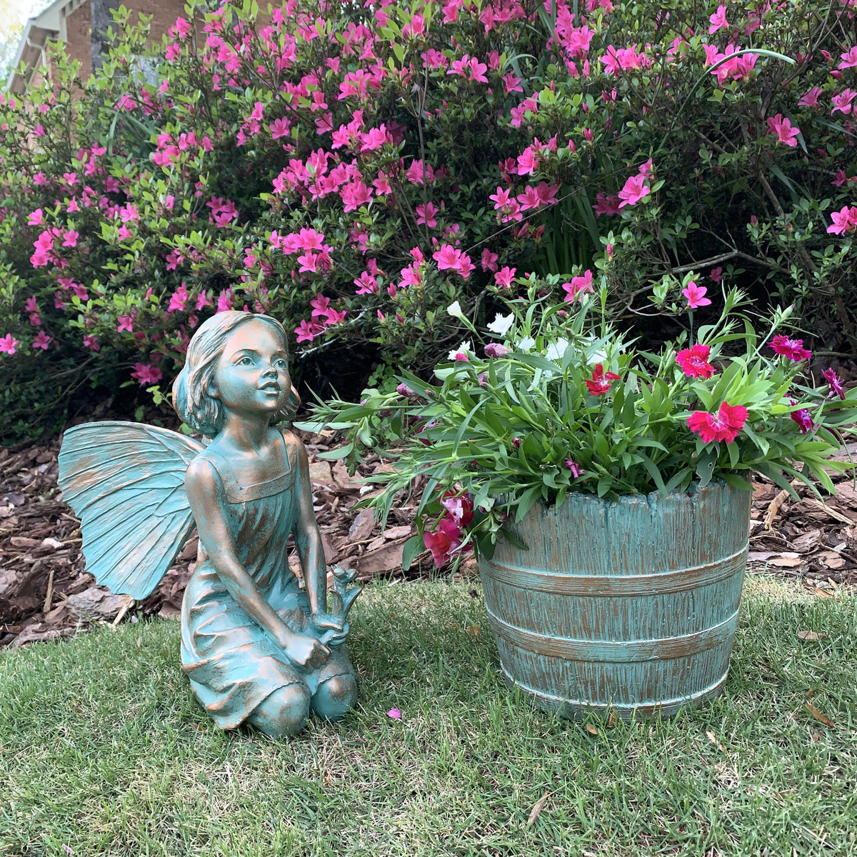 HomeStyles Suffolk Fairy Rebecca with Barrel Planter Garden Statue ...