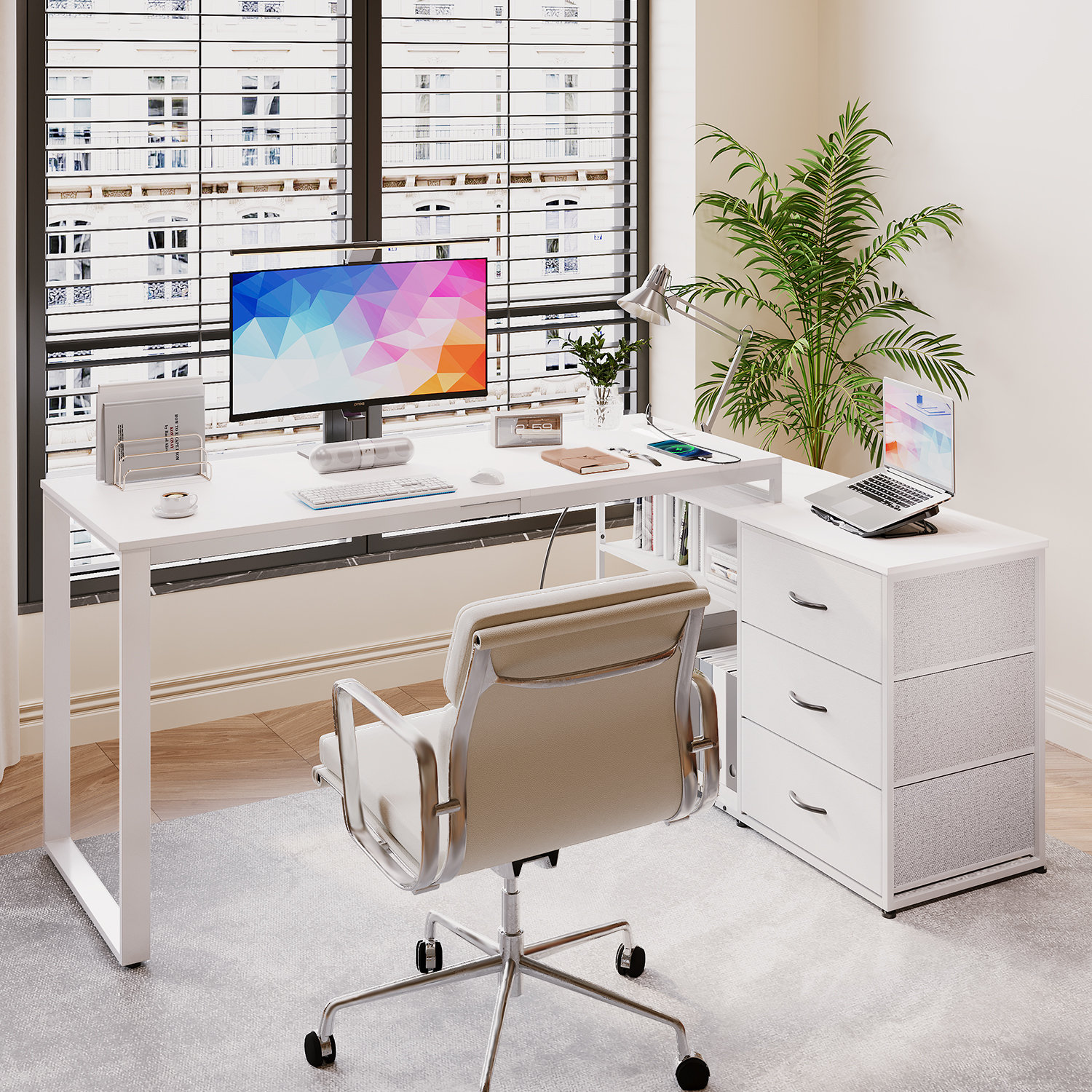 Borough Wharf Ahriana 140cm W L-Shaped Computer Desk & Reviews | Wayfair.ie