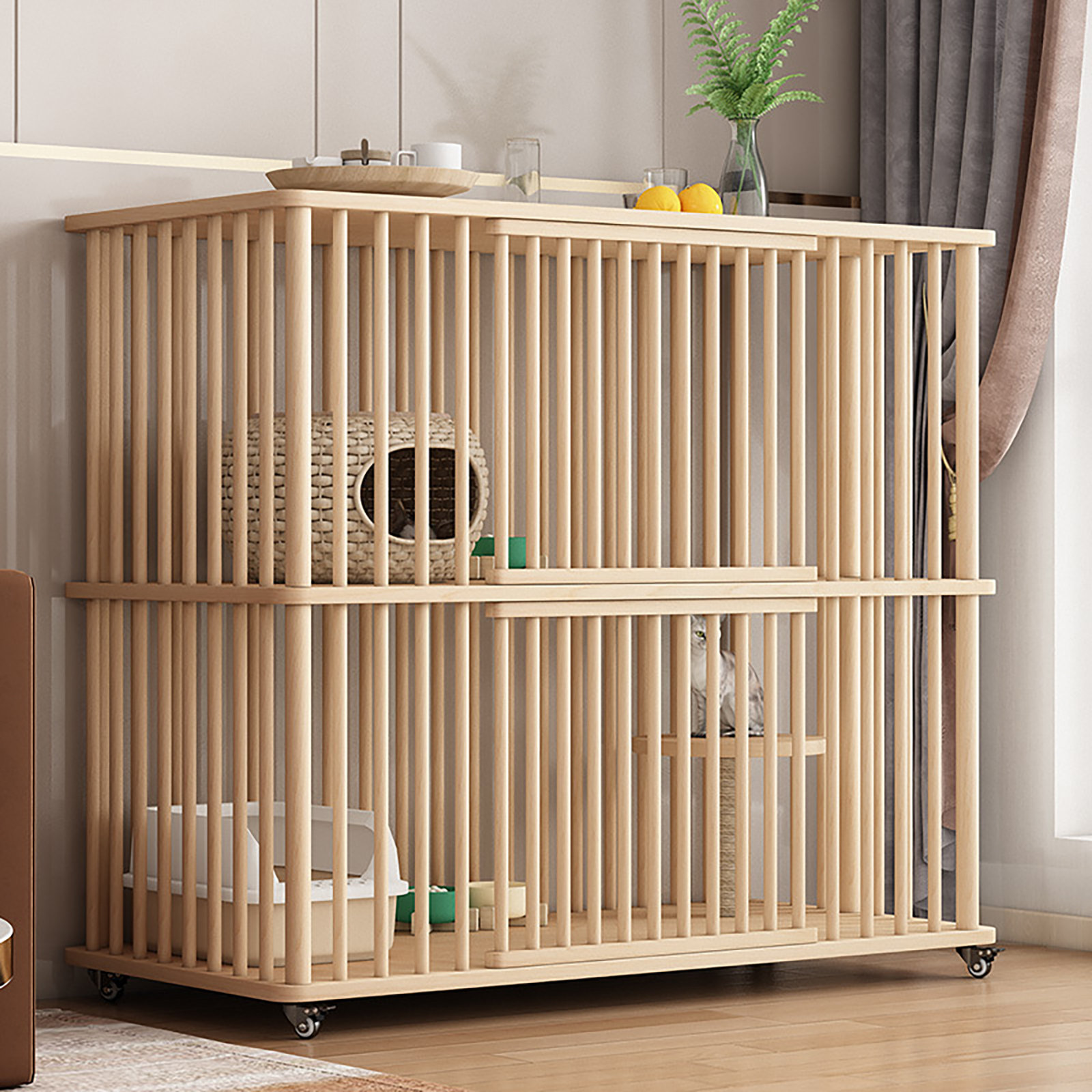 Archie & Oscar™ 2-Layer Cat Solid Wood Cage & Reviews | Wayfair