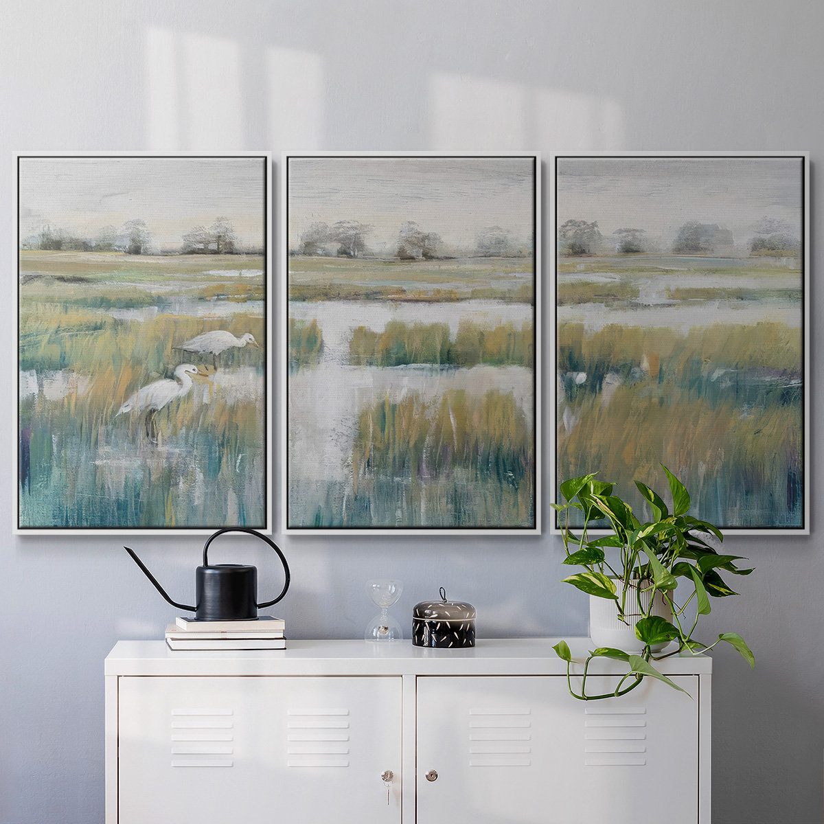 Rosecliff Heights Marshland View V Framed On Canvas 3 Pieces Set | Wayfair