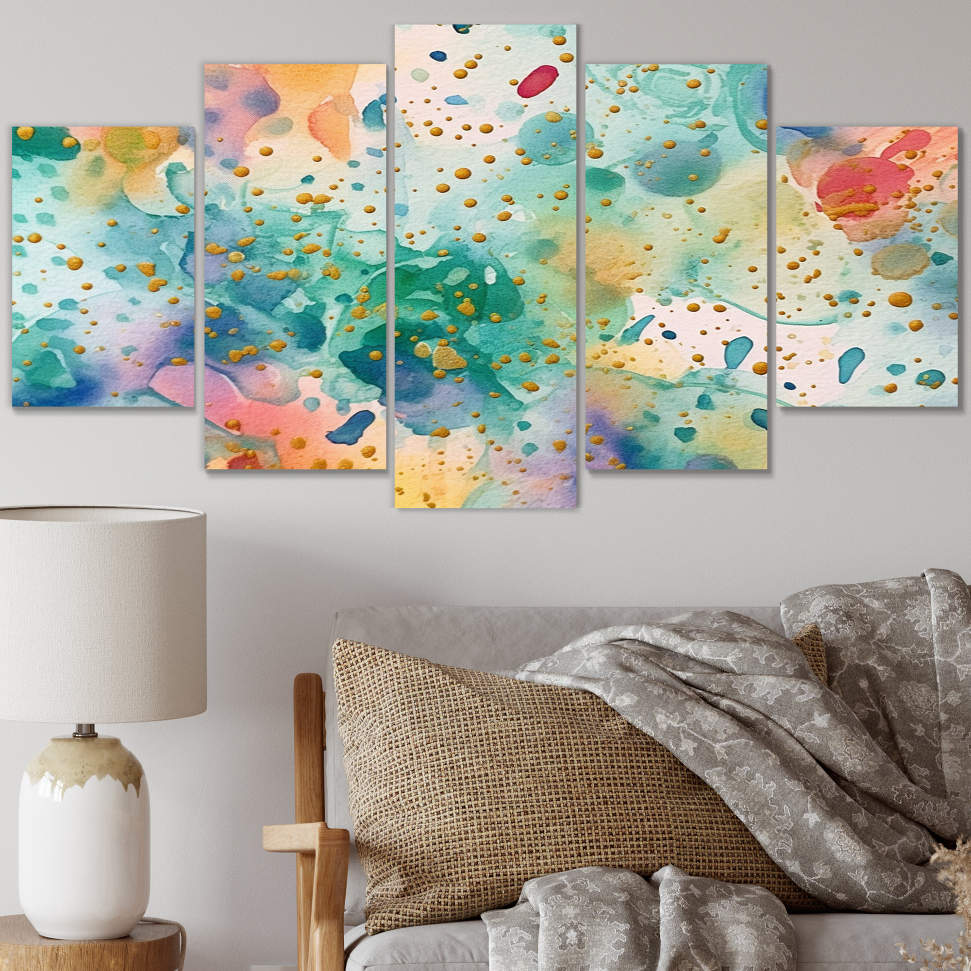 Wrought Studio™ Green And Gold Rhythmic Waters I - Modern Canvas Art ...