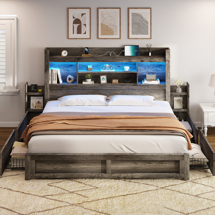 Gracie Oaks Sherell Bed Frame with 4 Storage Drawers & Reviews | Wayfair