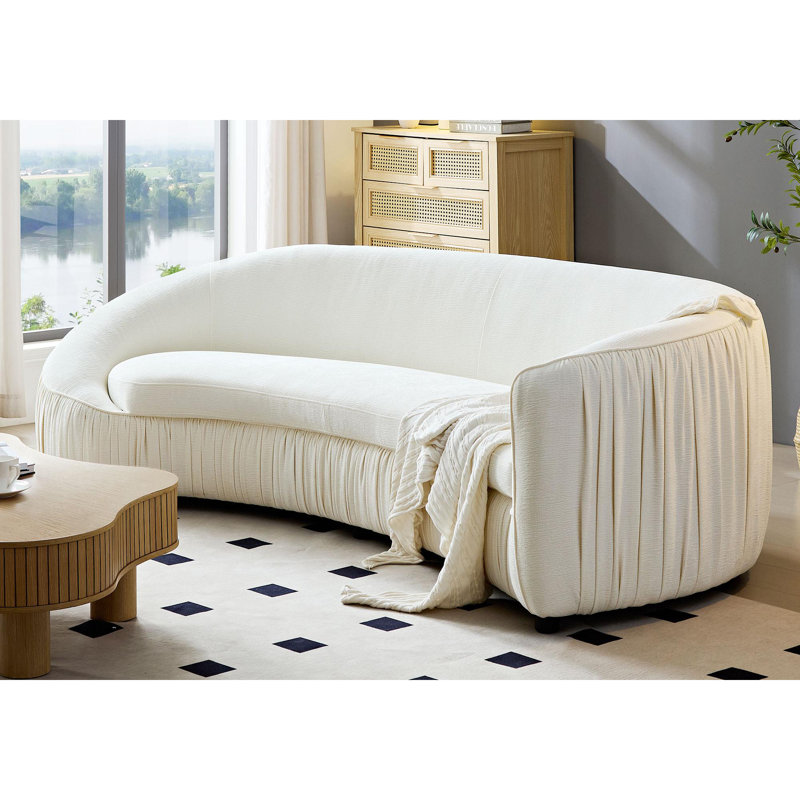 Brayden Studio® Dontevious Upholstered Curved Sofa Modern Pleated ...
