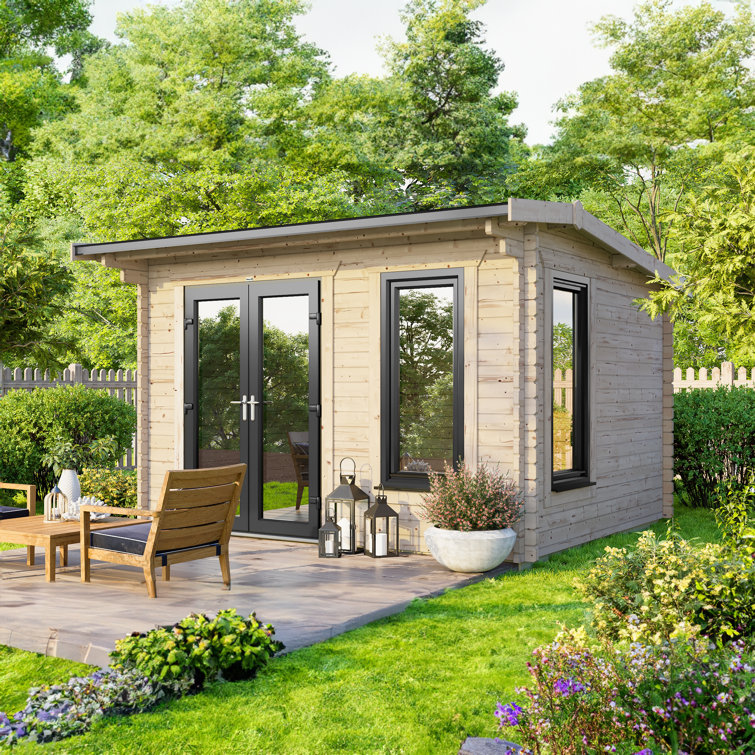 POWER 8 ft. W x 12 ft. D Power Apex Notched Logs Log Cabin (12x8 ...