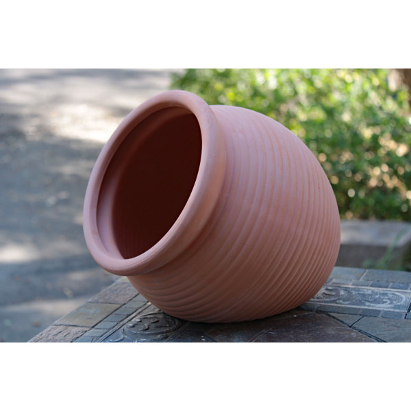 Winston Porter Large Natural Terracotta Ribbed Fallen Pot Or Hanging ...