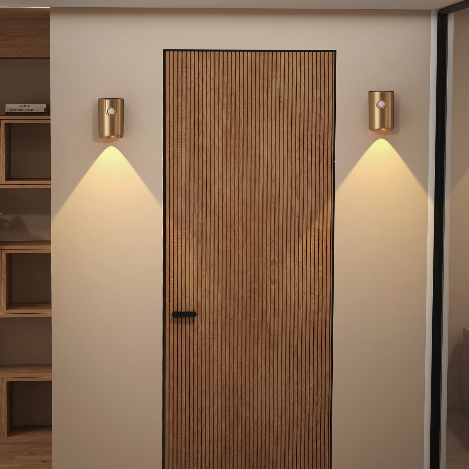 Haninula Modern Gold Motion Sensor Bright Light Adjustable Bright Color ...