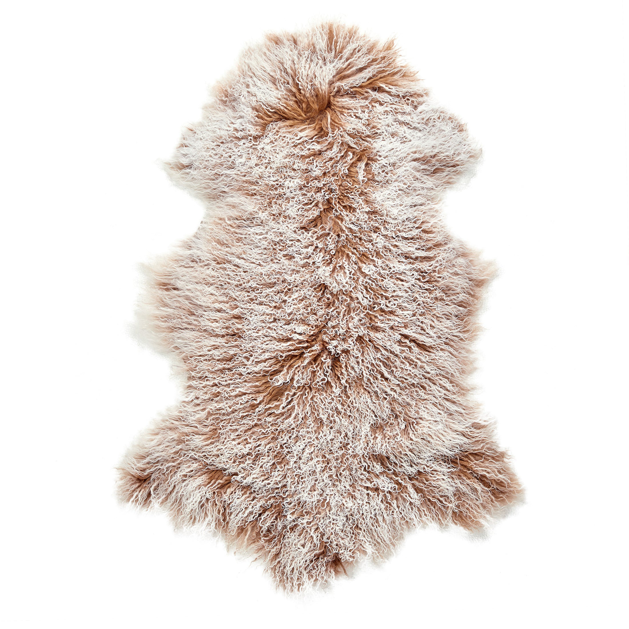 Dakota Fields Taupe And White Two Tone Effect Mongolian Lamb Rug | Wayfair