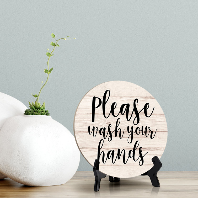 Signs ByLITA Round Please Wash Your Hands, Bathroom Table Sign with ...