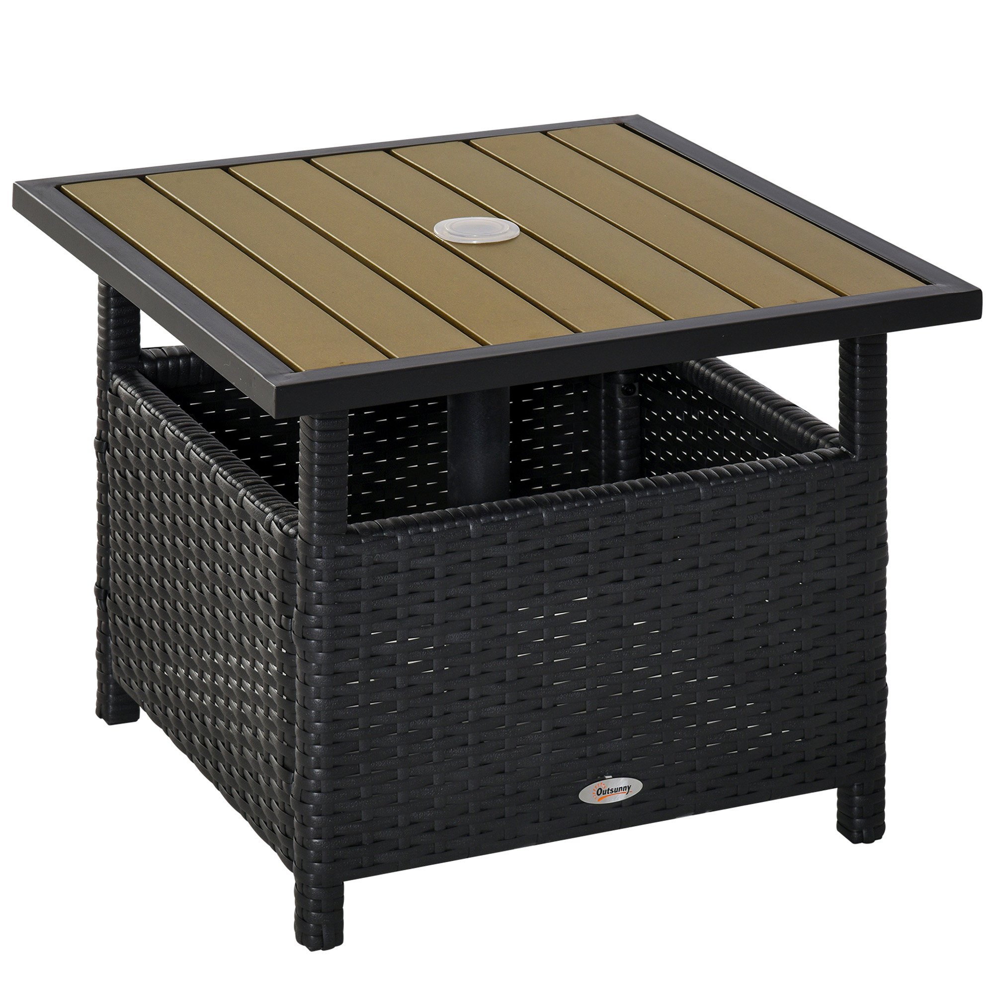Highland Dunes Outdoor Rattan Wicker Side Table With Sturdy ...