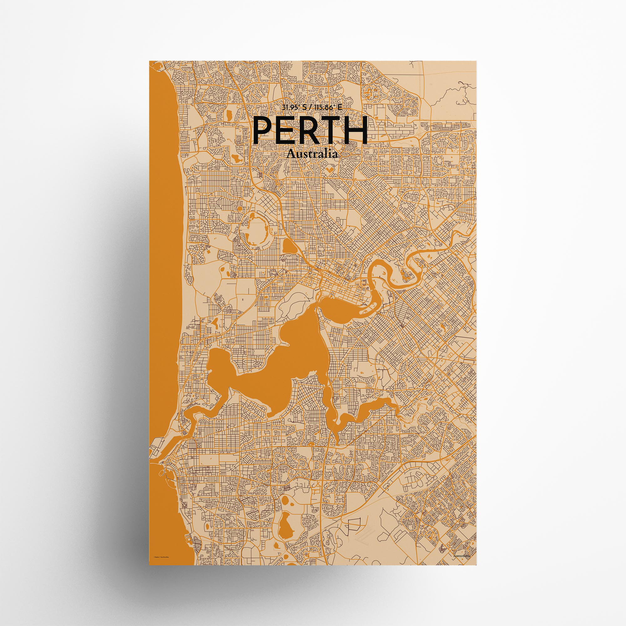 17 Stories Perth City Map Graphic Art | Wayfair