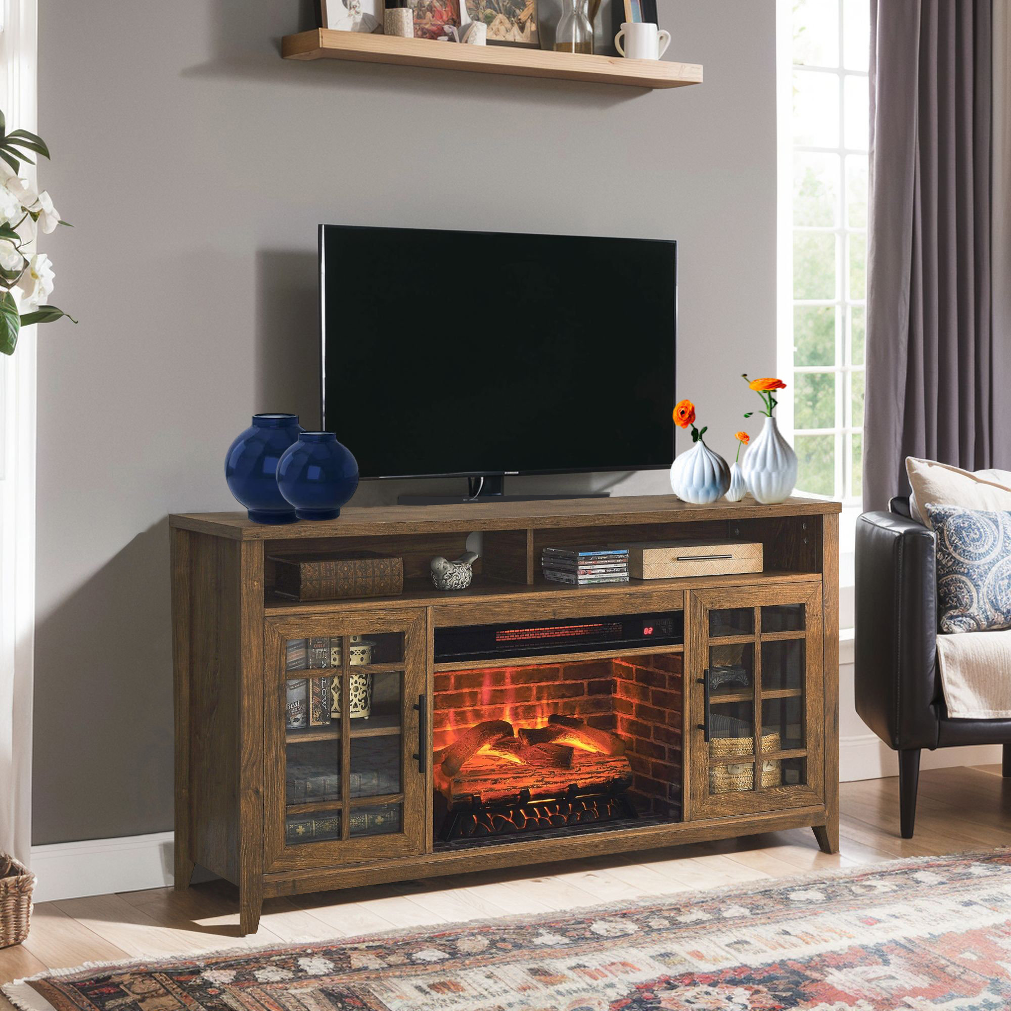 Red Barrel Studio Reclaimed Barnwood Infrared Quartz Freestanding ...