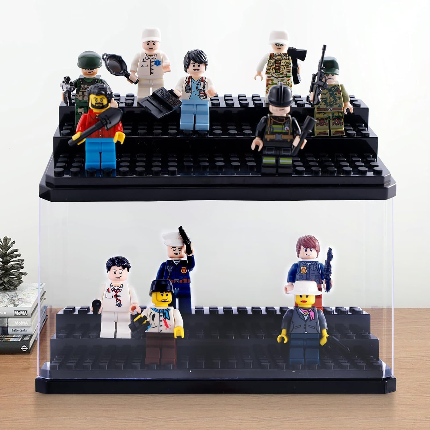RAPTIZ Sized Miniature Display Case For Figures, 2 Pack Building Block ...