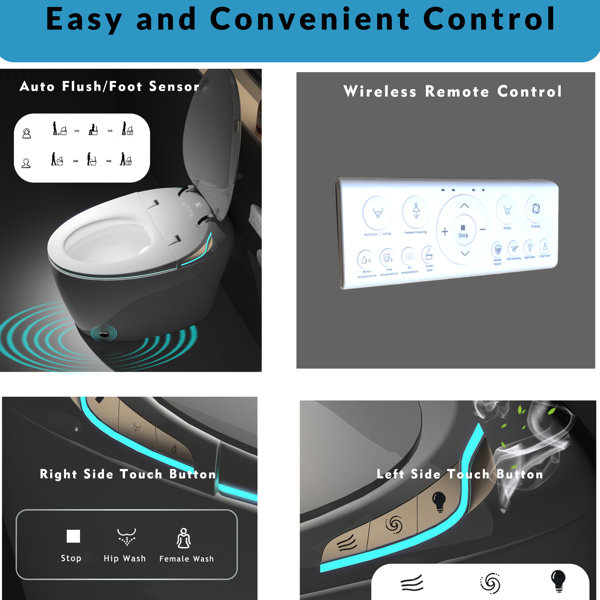 TUOXIN Intelligent One Piece Toilet, Auto Open Seat, Siphonic Flushing ...