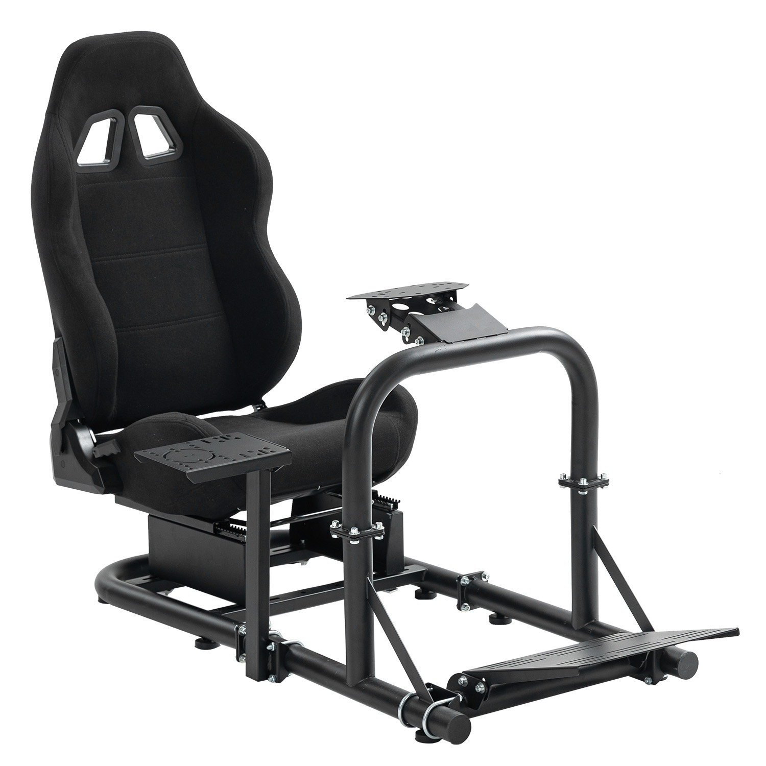 Inbox Zero Anman Racing Wheel Stand with Black Seat, Fit for Logitech ...