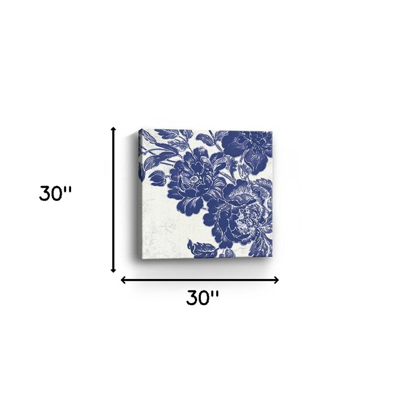 ZeaZu Blue Toile Rose Unframed Print Wall Art | Wayfair