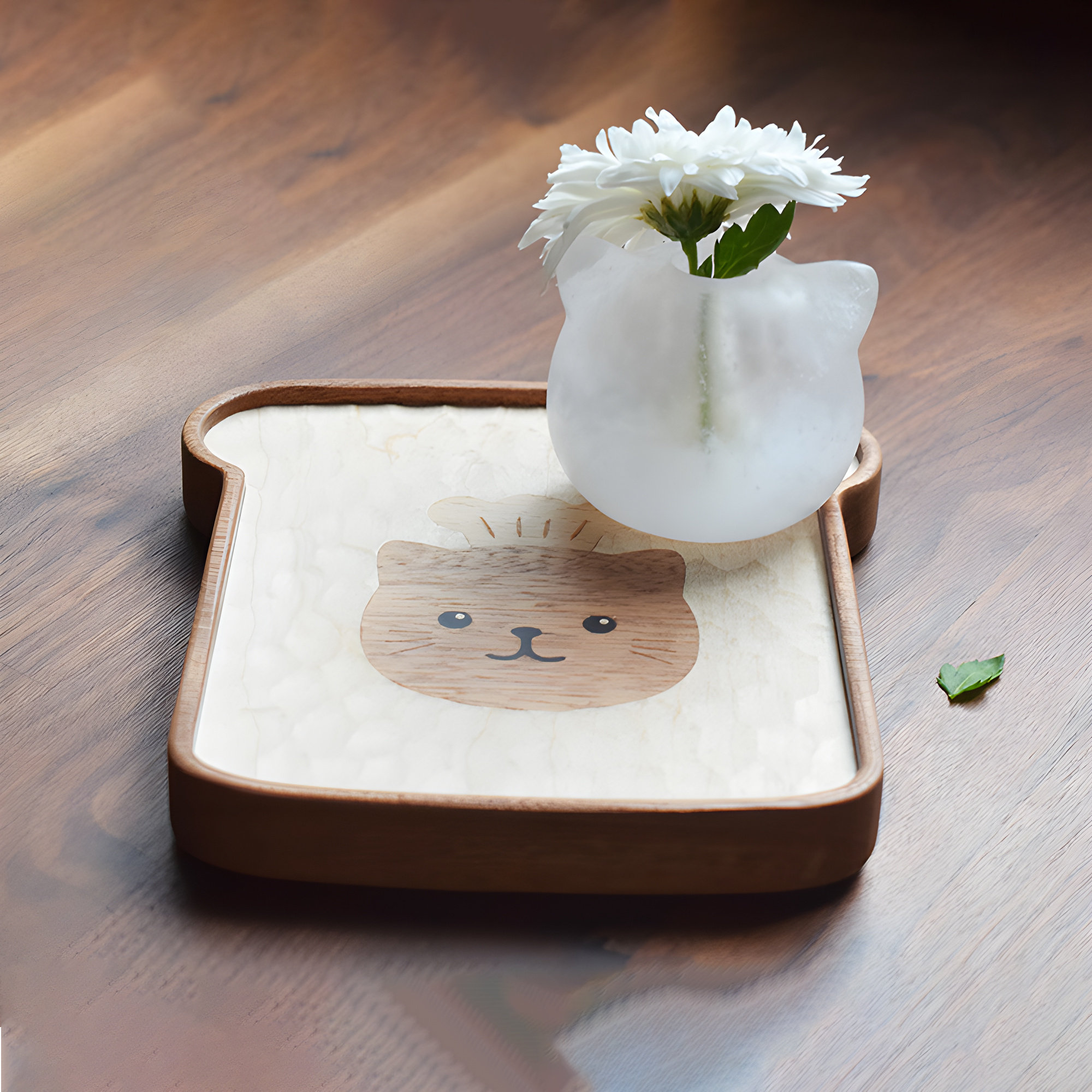 Trinx Baked Cat Breakfast Small Wooden Plate Creative Tableware Lovely Family Dim Sum Fruit Tray ...