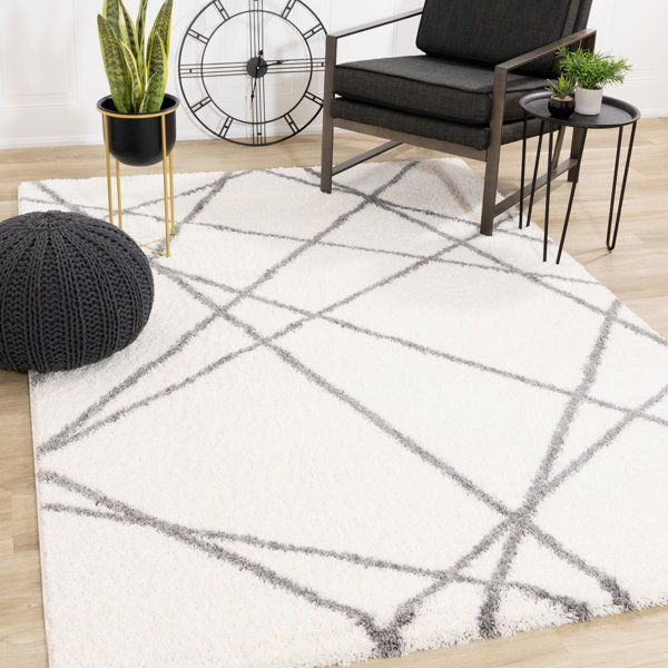 Latitude Run® Agnetha Geometric White Grey Area Rug | Wayfair