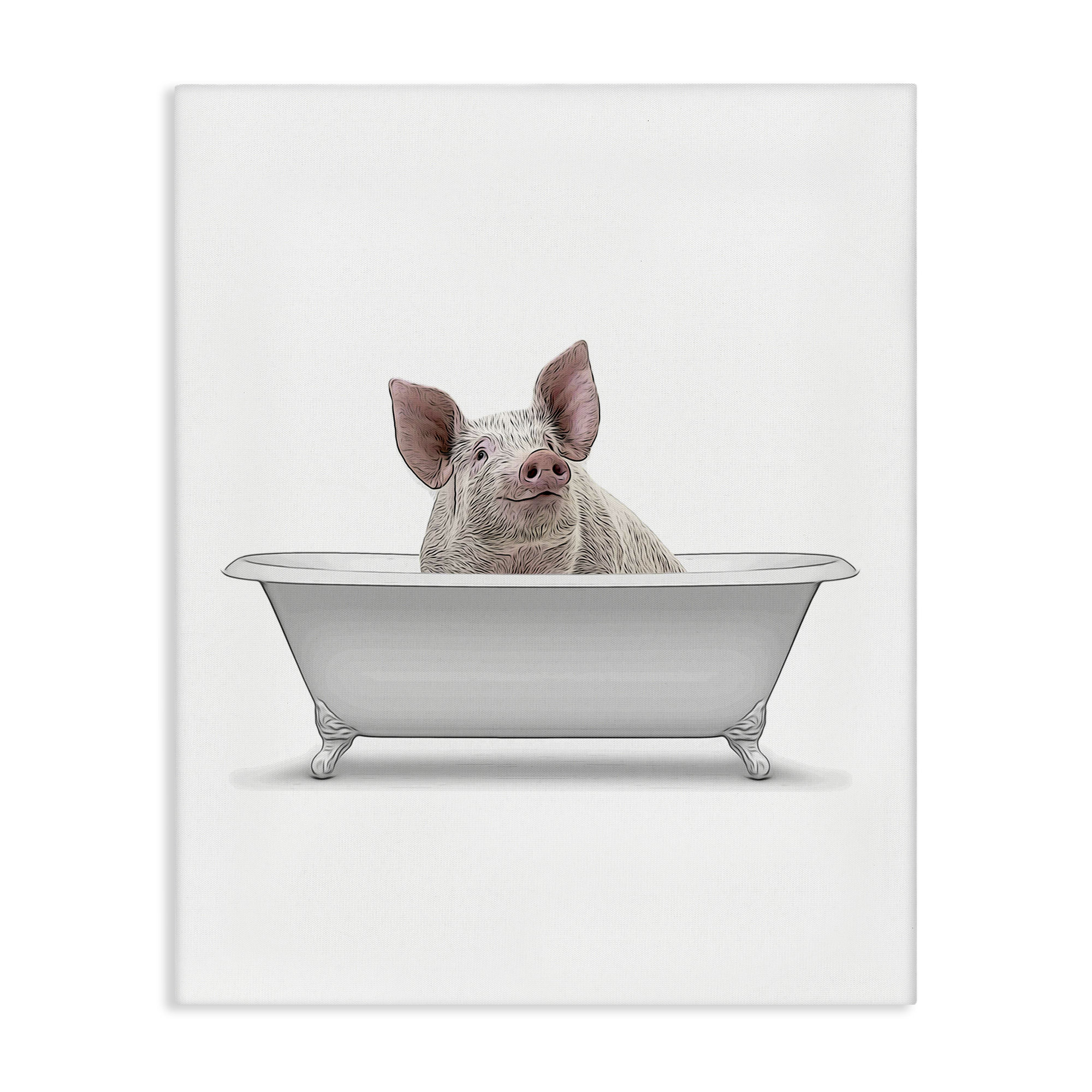 August Grove® Traditional Pig in Bath Canvas Wall Art by Annalisa ...