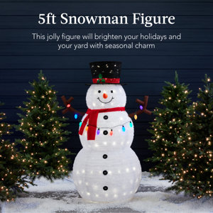 The Holiday Aisle® 5Ft Lighted Pop-Up Snowman, Outdoor Christmas ...