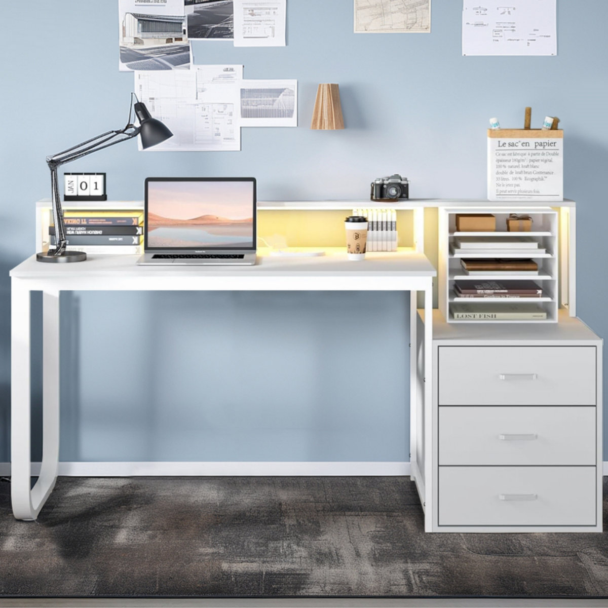 Latitude Run® Berrian 66.69'' W Rectangle Computer Desk | Wayfair