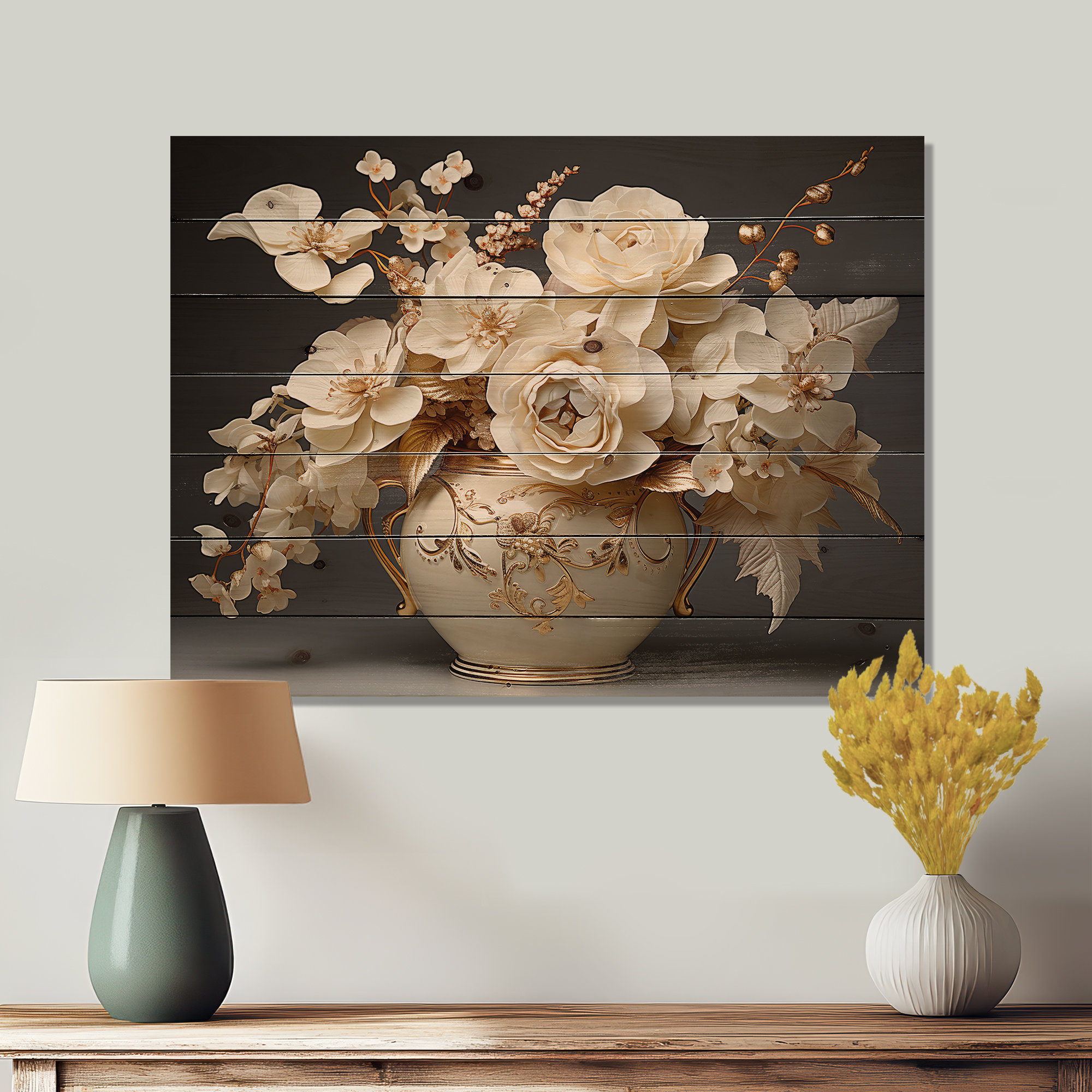 House of Hampton® Myanni - Floral Wall Art On Natural Pine Wood | Wayfair