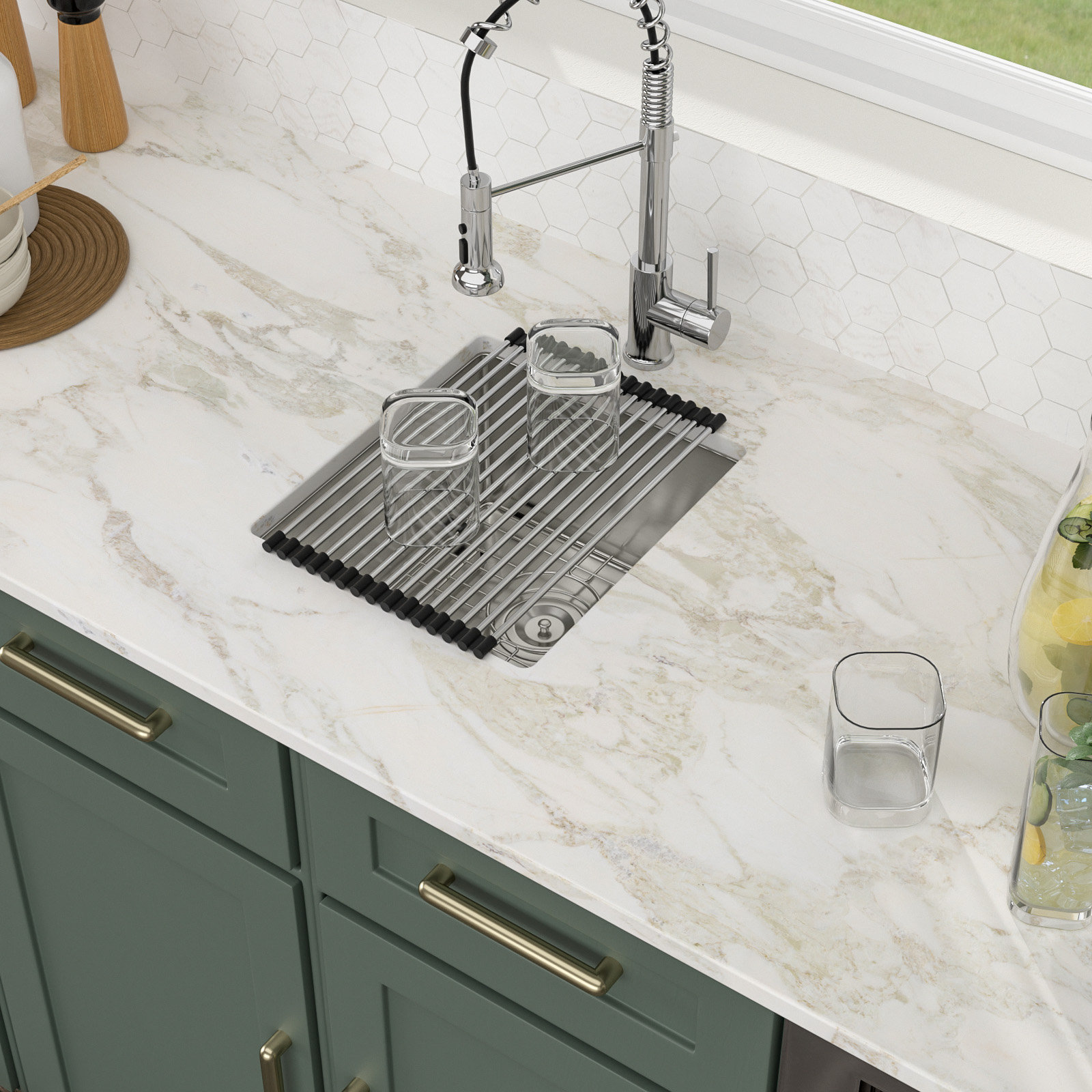 Logmey 15" L x 17" W Undermount Bar Sink Bar Prep Sink 16 Gauge ...