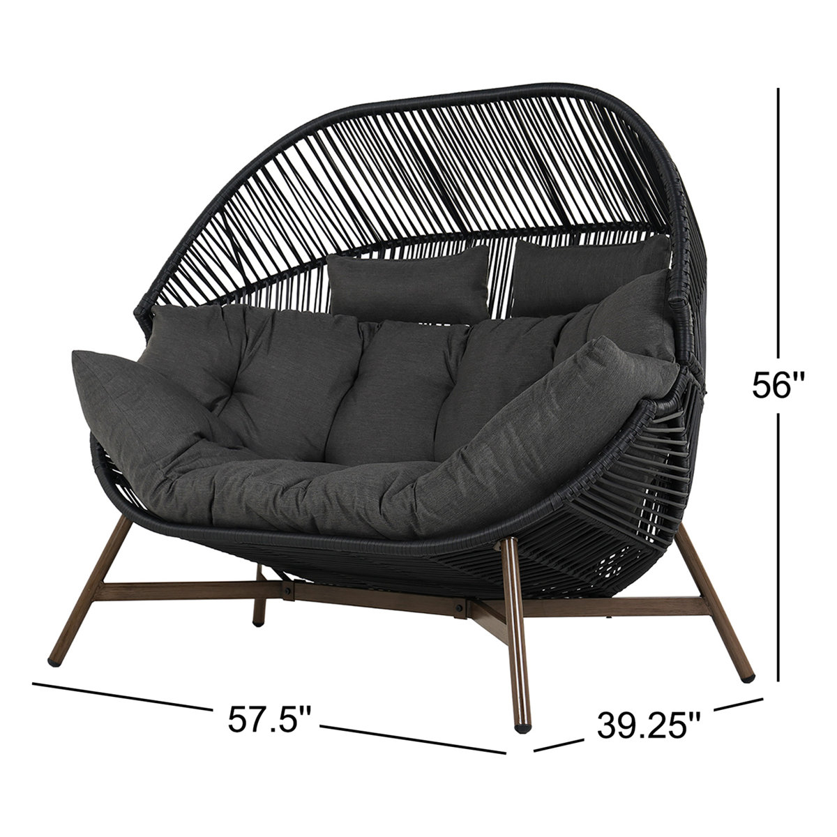 Langley Street® Lyall Cuddle Wicker Outdoor Lounge Chair with Cushion ...