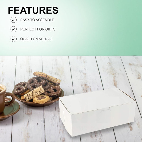 MT Products Cookie Box - 10" x 6" x 3.5" White Bakery Boxes | Wayfair