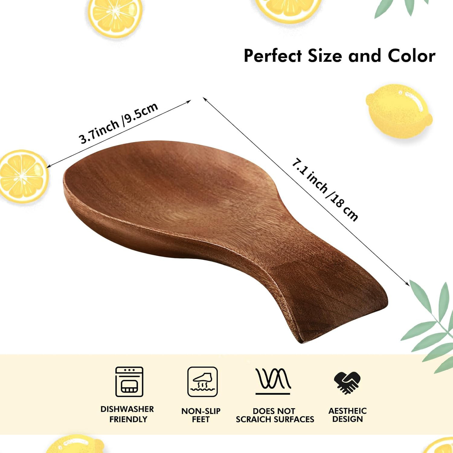 One Allium Way Acacia Wood Spoon Rest For Stove Top Bamboo Holder For ...