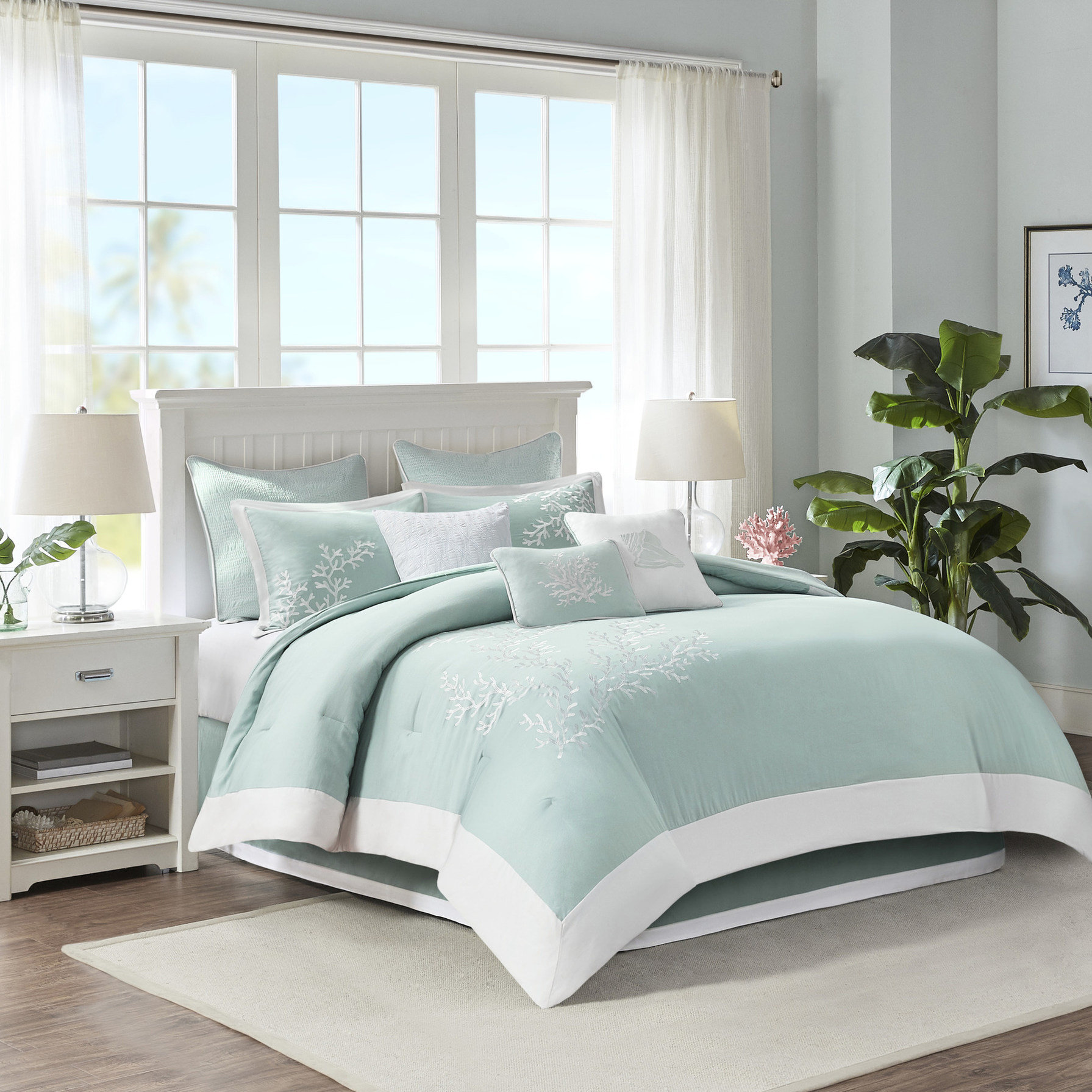 TUOXIN Cotton Comforter In Full - Filling Coral Embroidery Accent ...
