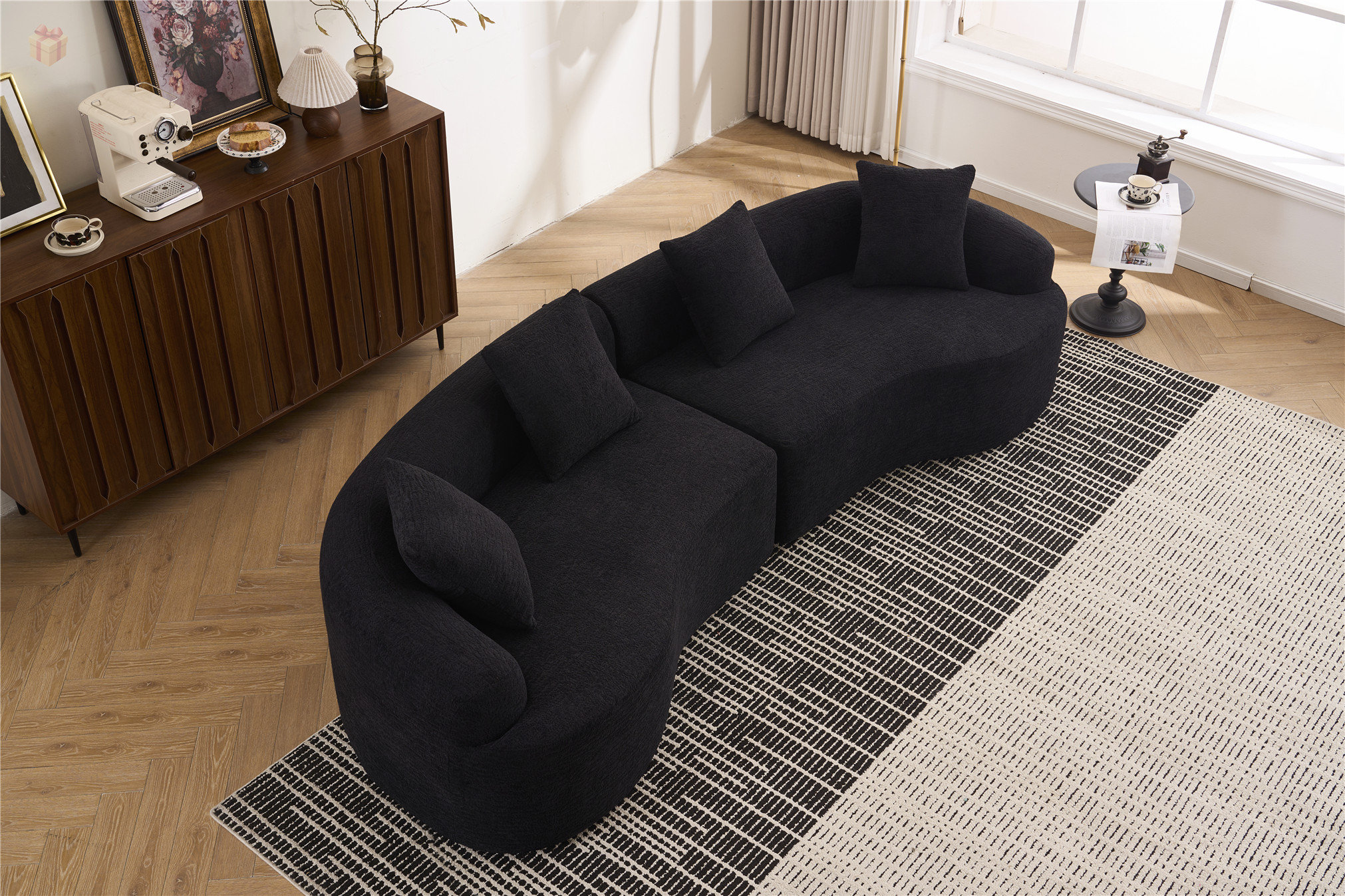 Ivy Bronx Luxurious Curved Sofa with All-Foam Design, No Assembly Required, and Easy Mobility ...