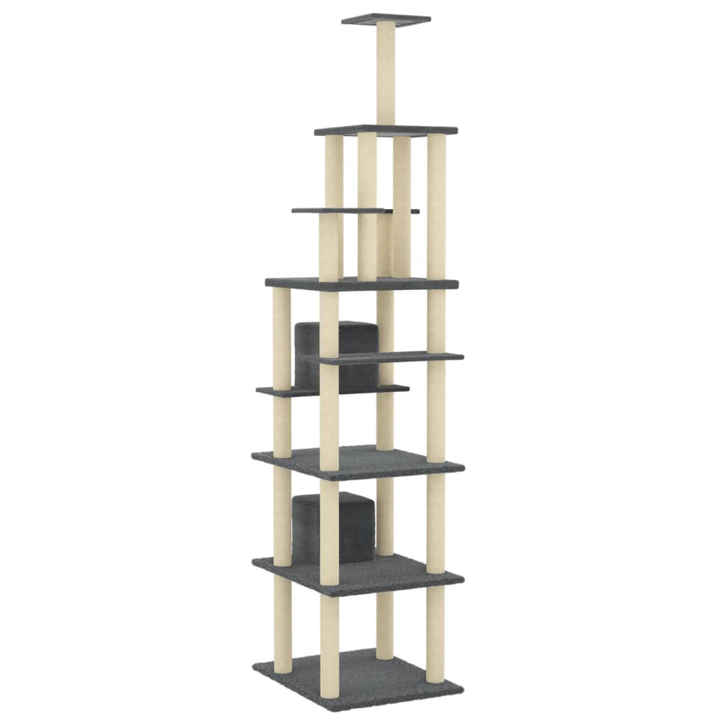 Hokku Designs Cat Tree Dark Grey Engineered Wood, Plush, Sisal Large ...