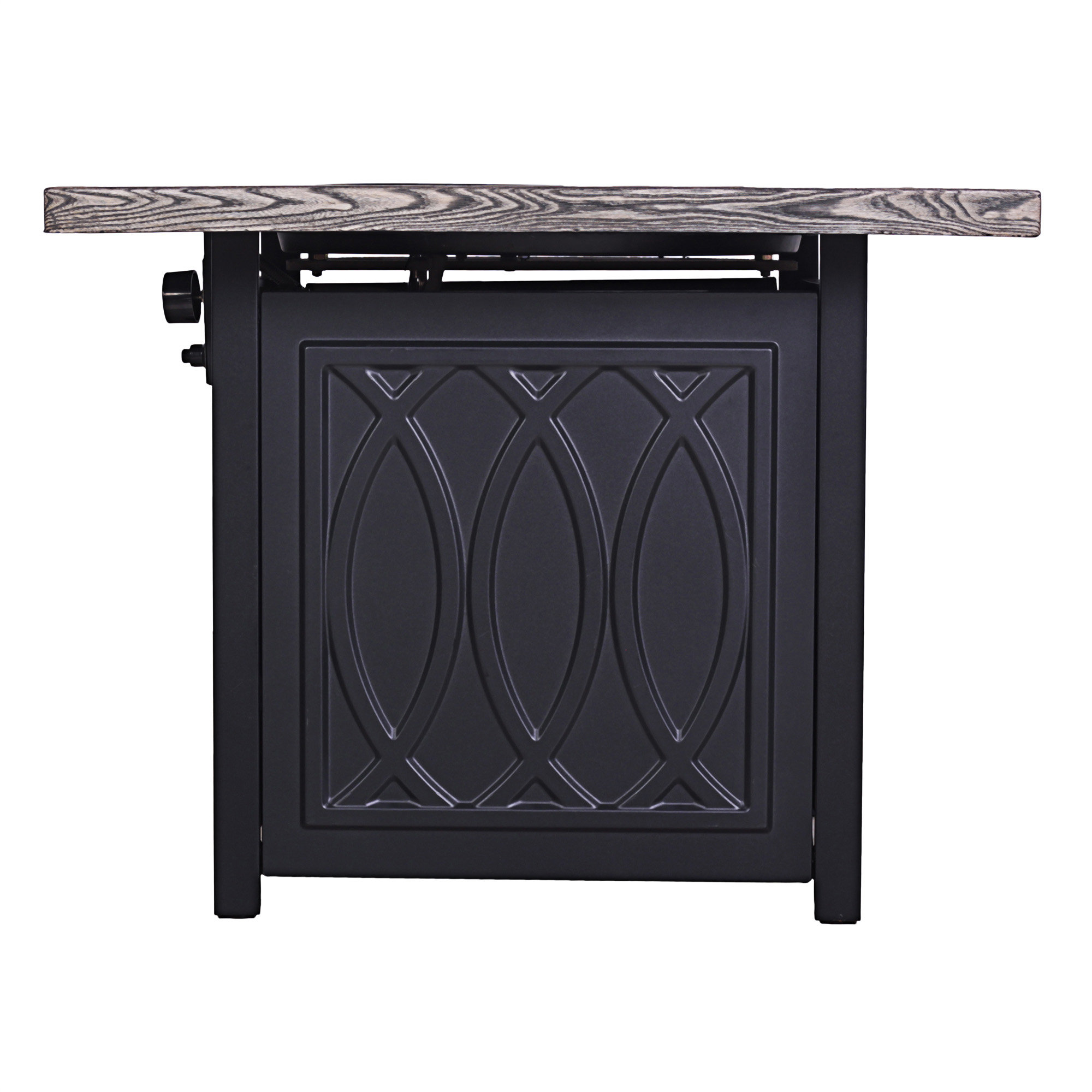 HANGZHOURUNXIN Faux Woodgrain Table Top And Steel Base Propane Outdoor ...