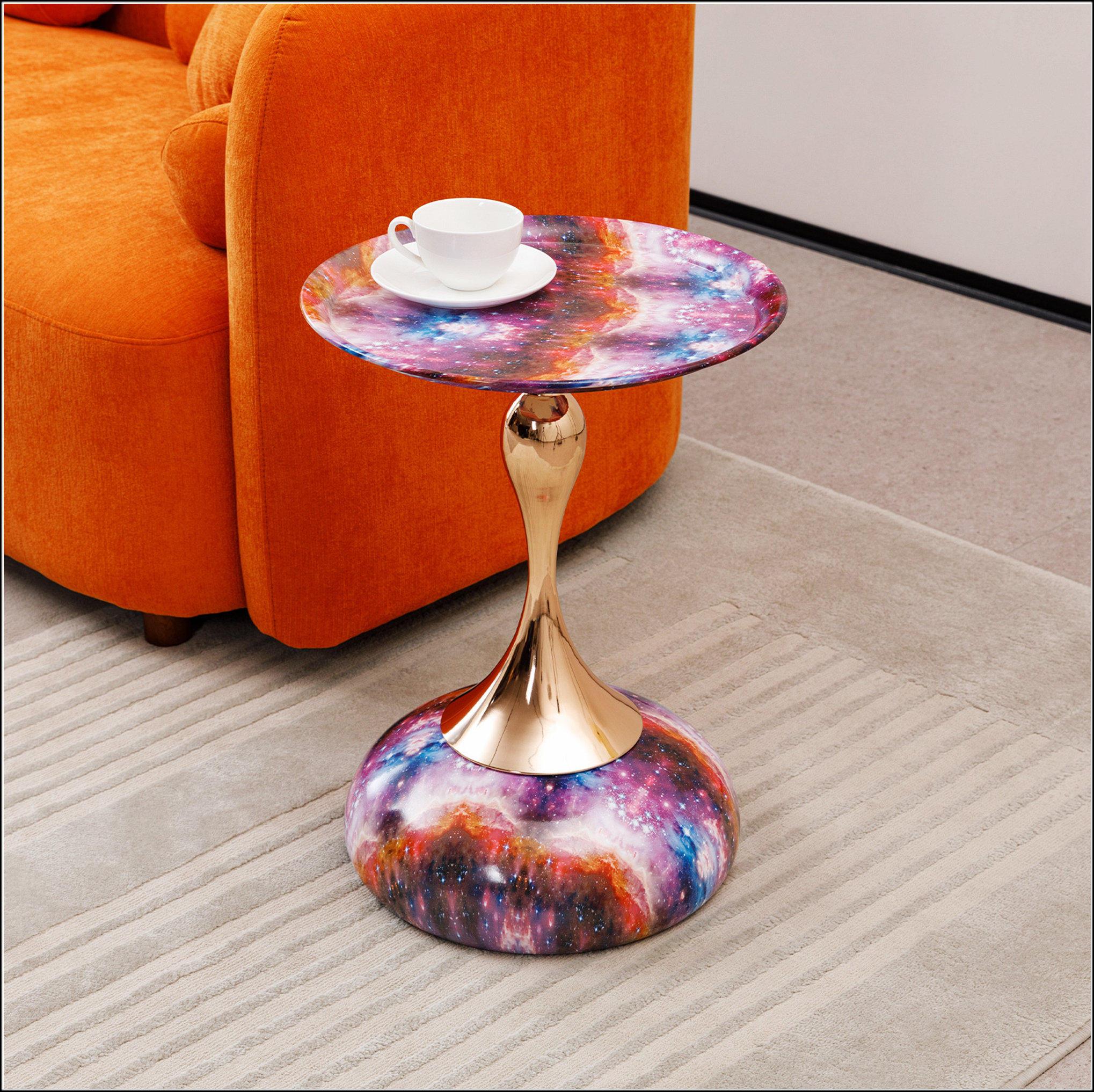 Mercer41 Mermaid Tail End Coffee Table Round Side Table, Modern Metal ...