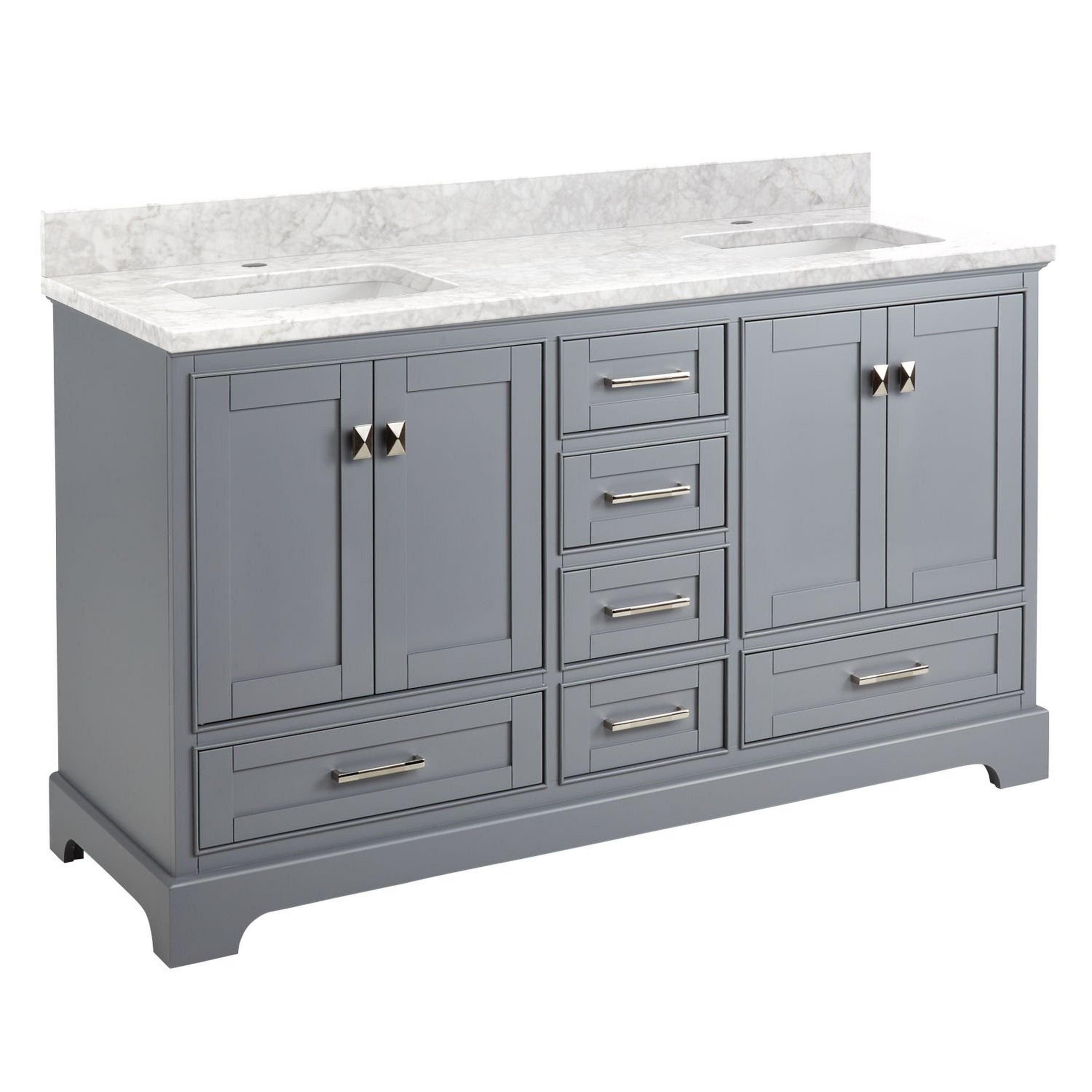 Signature Hardware Quen 60" Freestanding Double Basin Vanity Set with ...