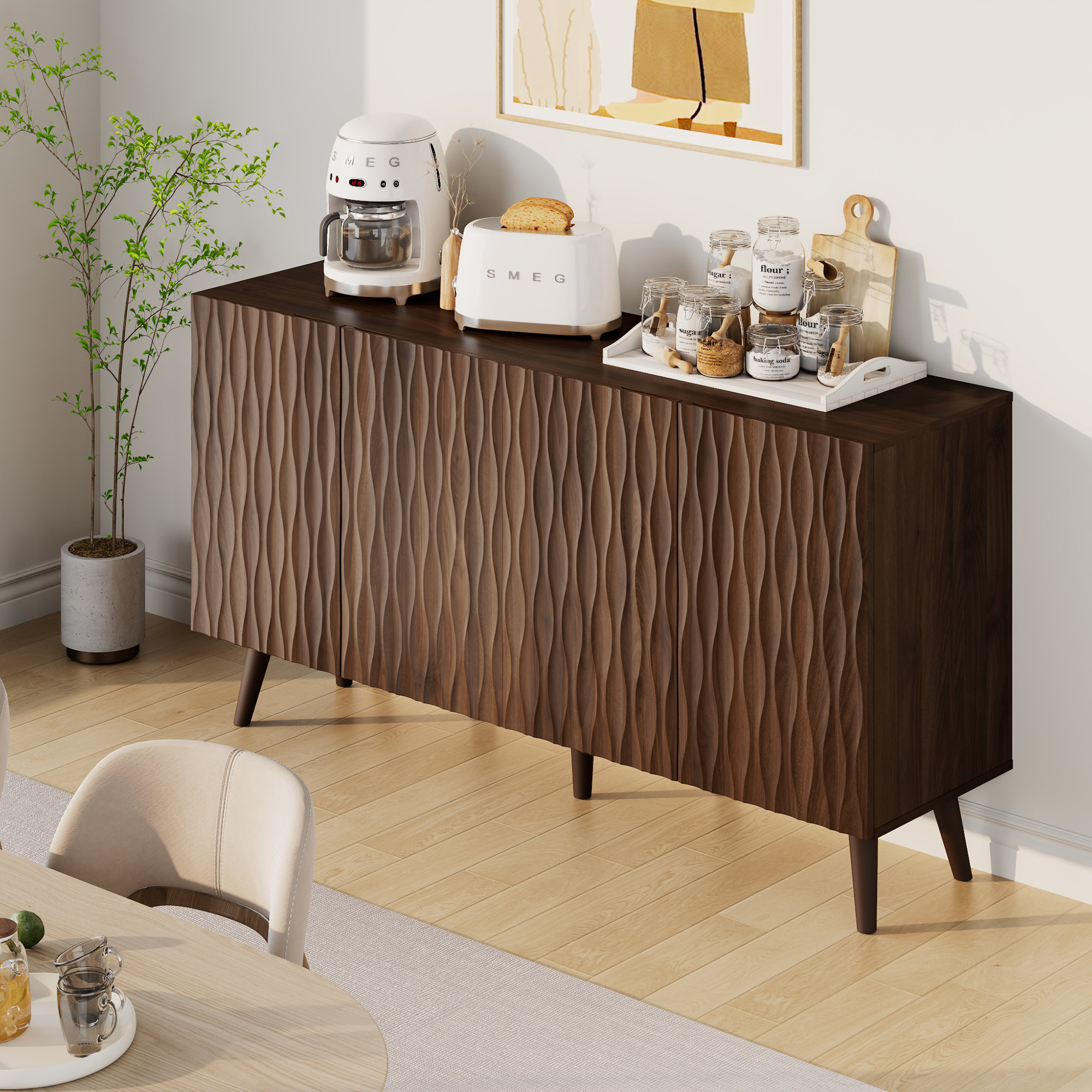 George Oliver 4 - Door Accent Cabinet With Adjustable Shelves, 58"W ...